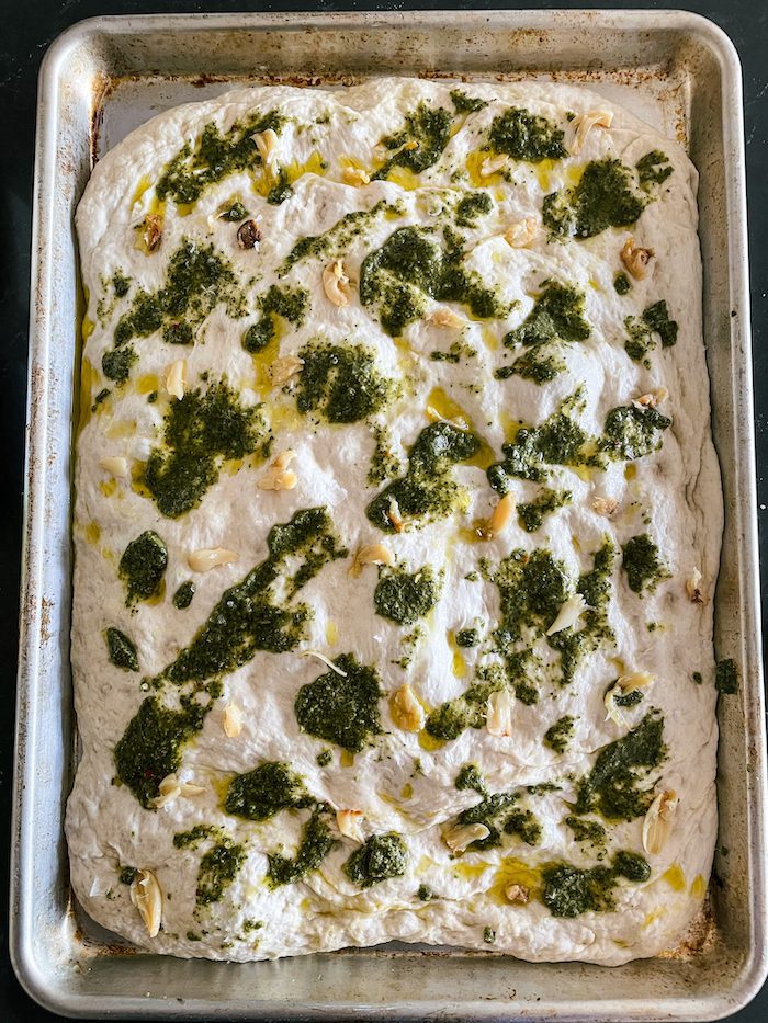 Green Harissa & Roasted Garlic Focaccia - Gotham Greens
