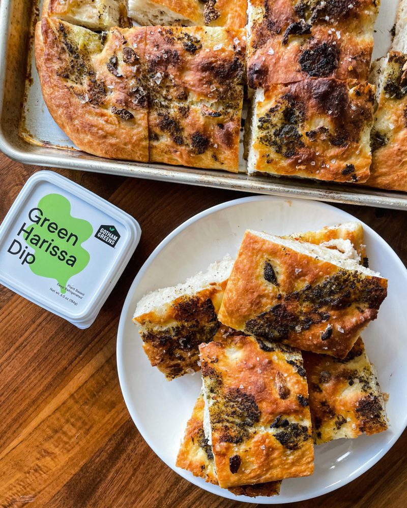 Green Harissa & Roasted Garlic Focaccia - Gotham Greens